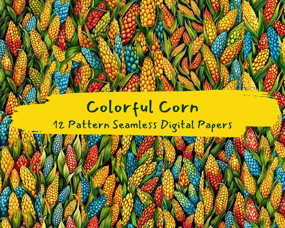 Colorful Corn Pattern Seamless Digital Papers - Printable Scrapbook ...