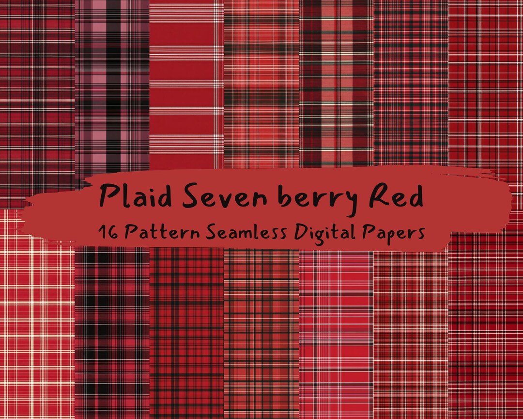 Plaid Seven Berry Red Pattern Seamless Digital Papers - Printable ...