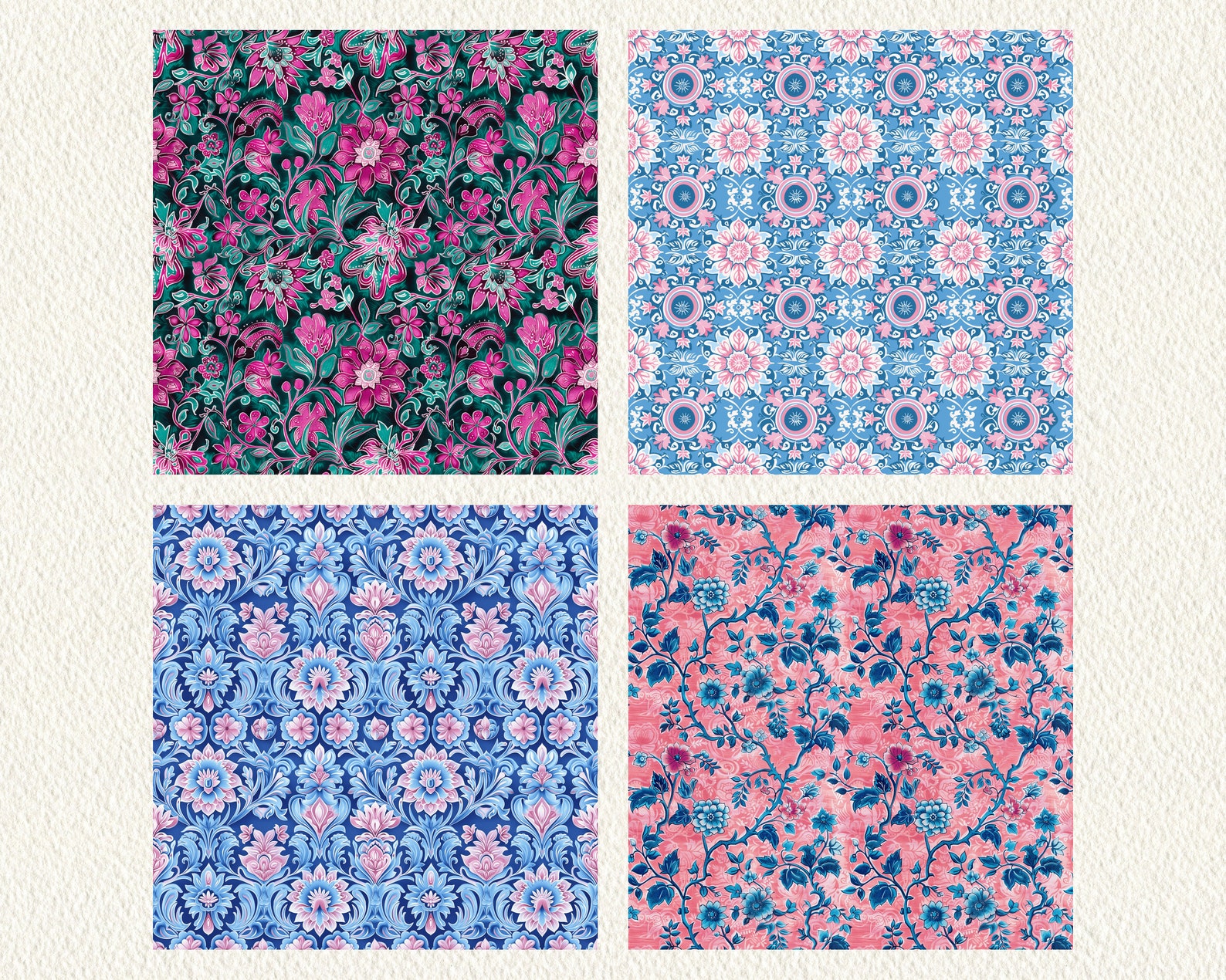 Thailand Batik Pattern Seamless Digital Papers - Printable Scrapbook ...
