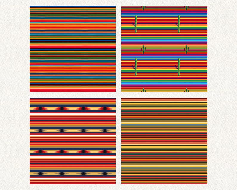 Mexican Serape Stripes Pattern Seamless Digital Papers - Printable ...