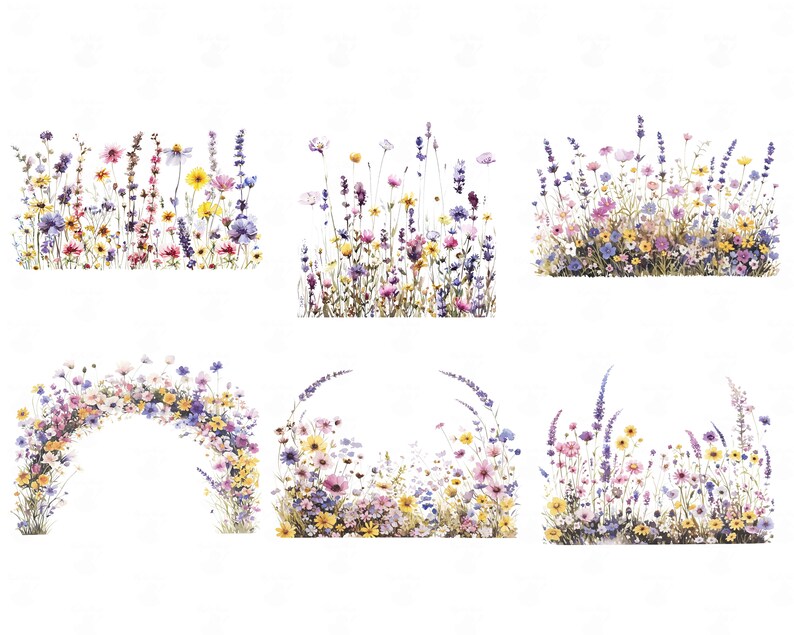 Wildflowers Border Printable Clipart, Png Format, Transparent ...