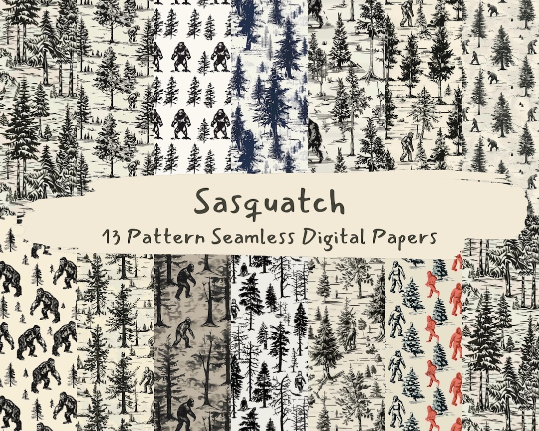 Sasquatch Pattern Seamless Digital Papers - Printable Scrapbook Paper ...