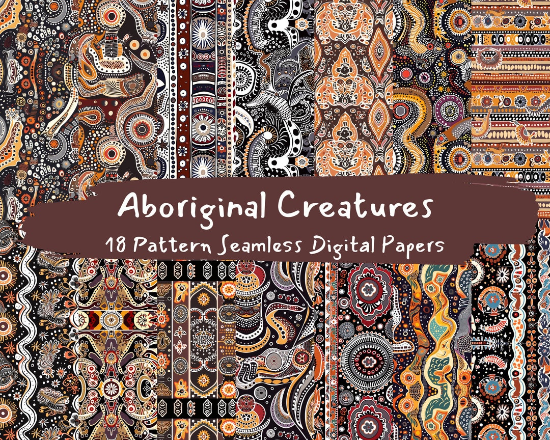Aboriginal Creatures Pattern Seamless Digital Papers - Printable ...