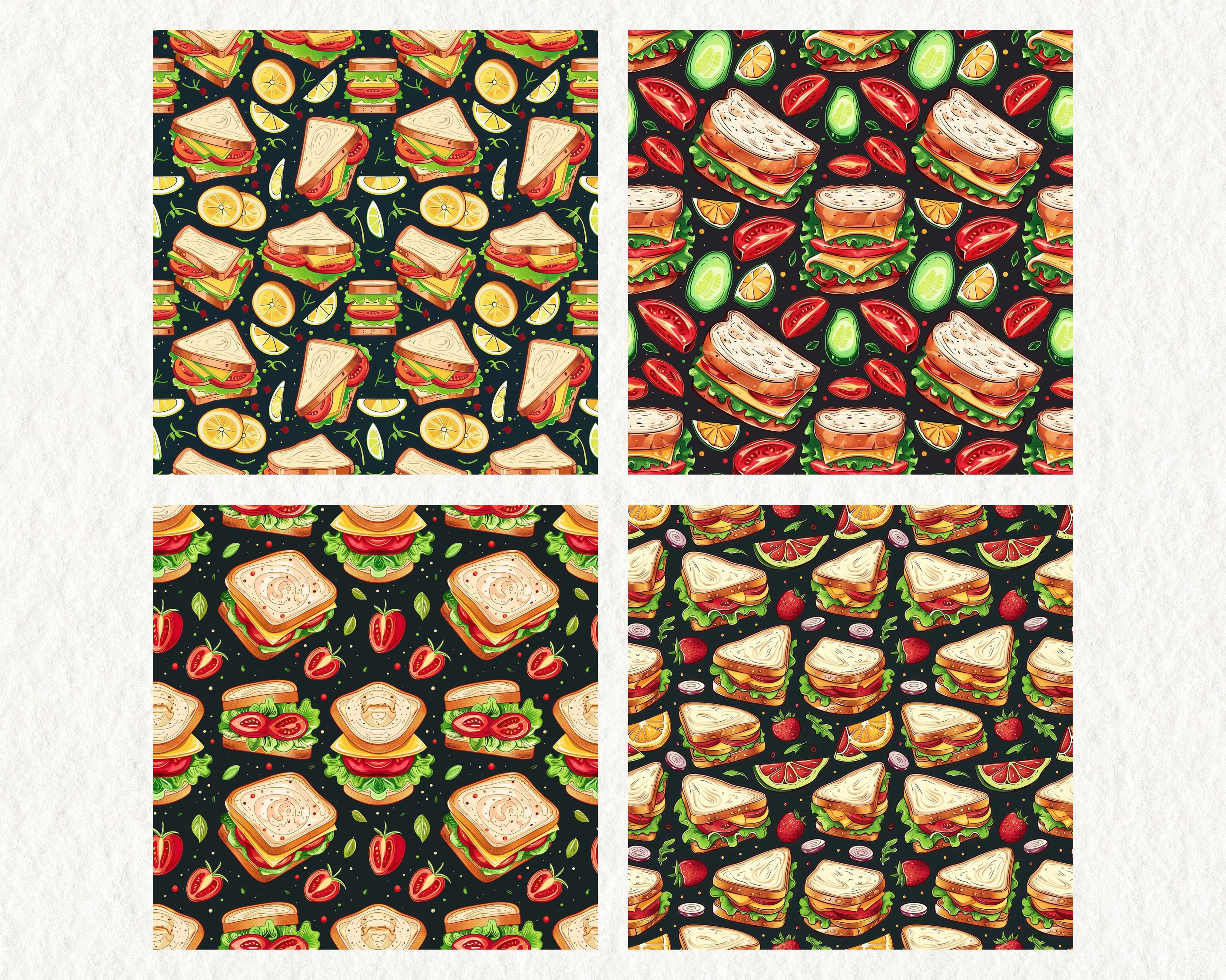 Sandwich Background Pattern Seamless Digital Papers Printable Scrapbook ...