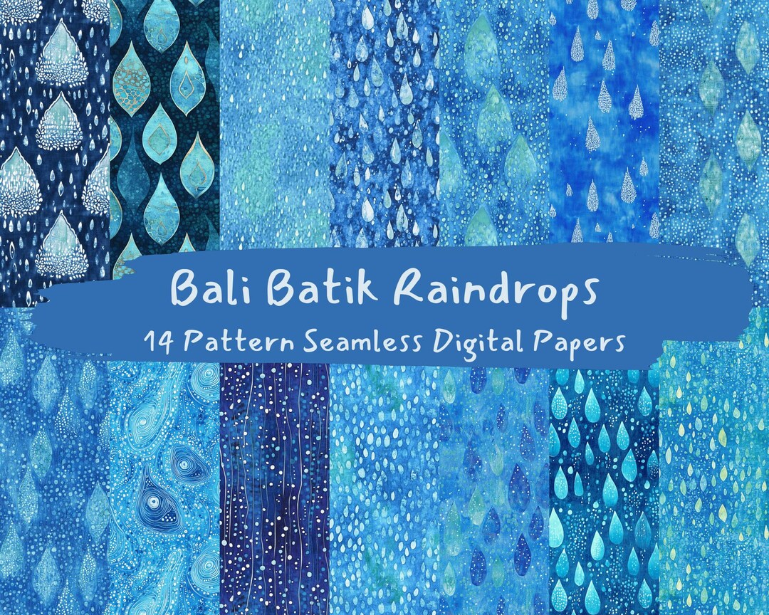 Bali Batik Raindrops Pattern Seamless Digital Papers - Printable ...