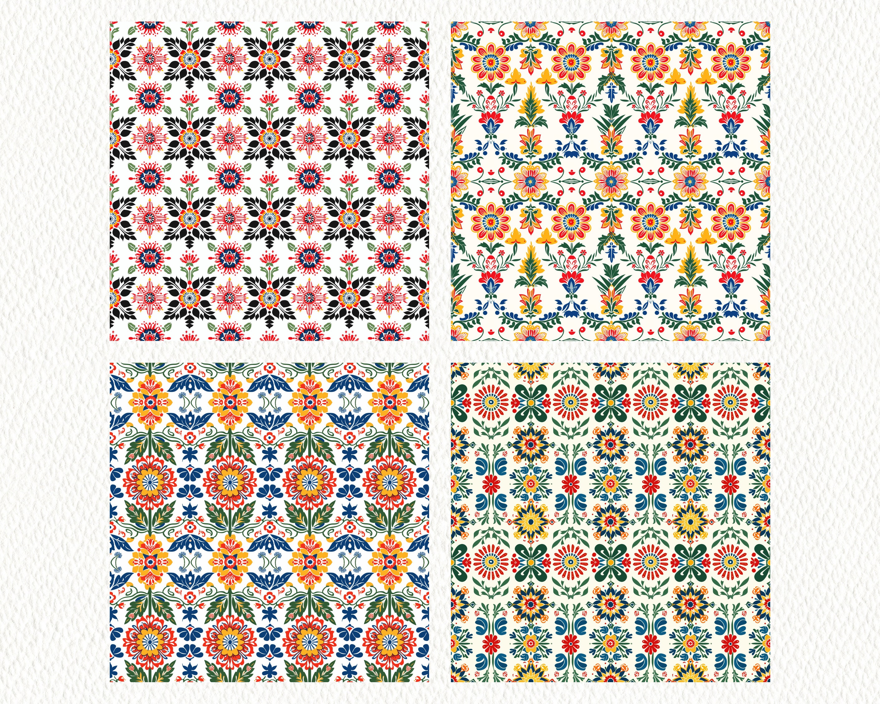 Traditional Hungarian Motifs Pattern Seamless Digital Papers ...