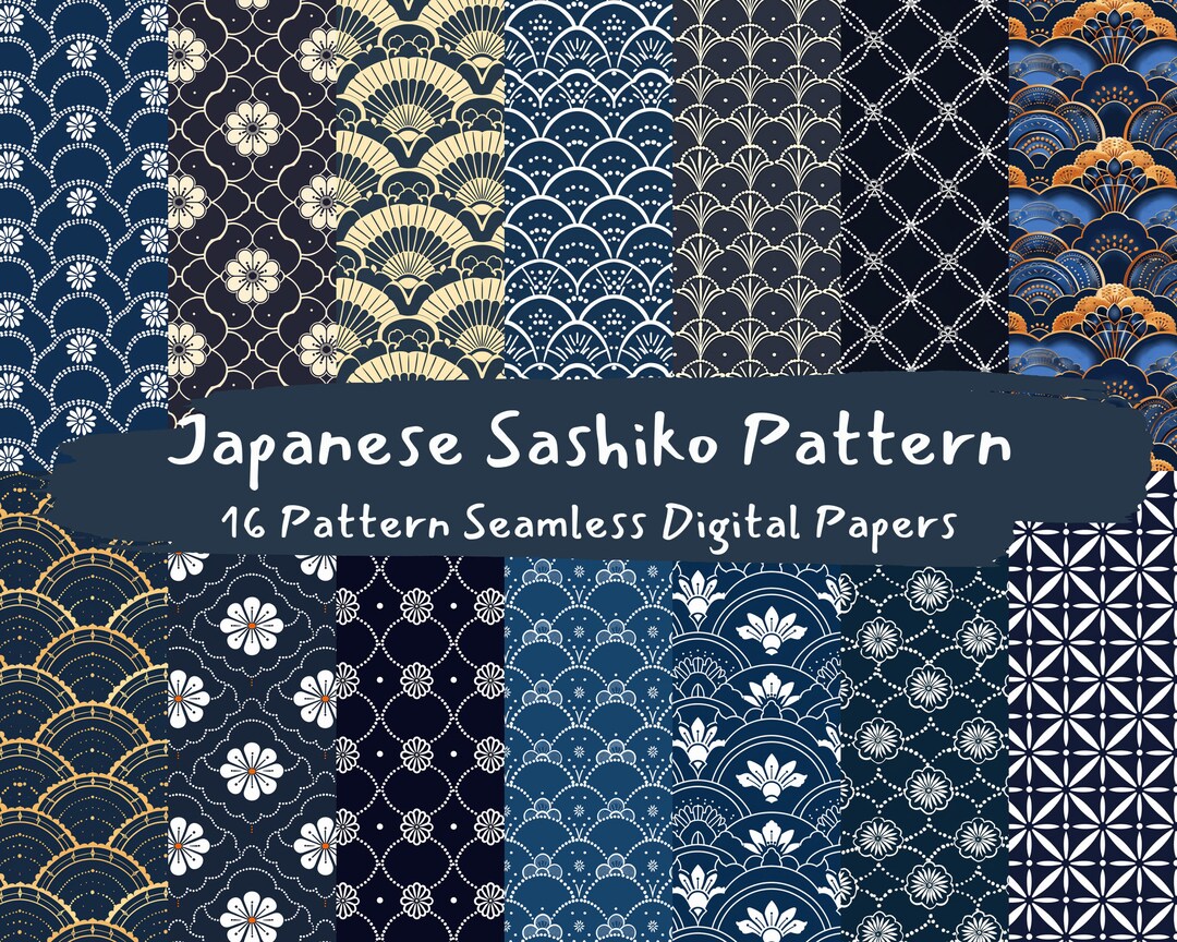 Japanese Sashiko Pattern Pattern Seamless Digital Papers - Printable ...