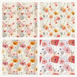 Boho Floral Pattern Seamless Digital Papers - Printable Scrapbook Paper ...