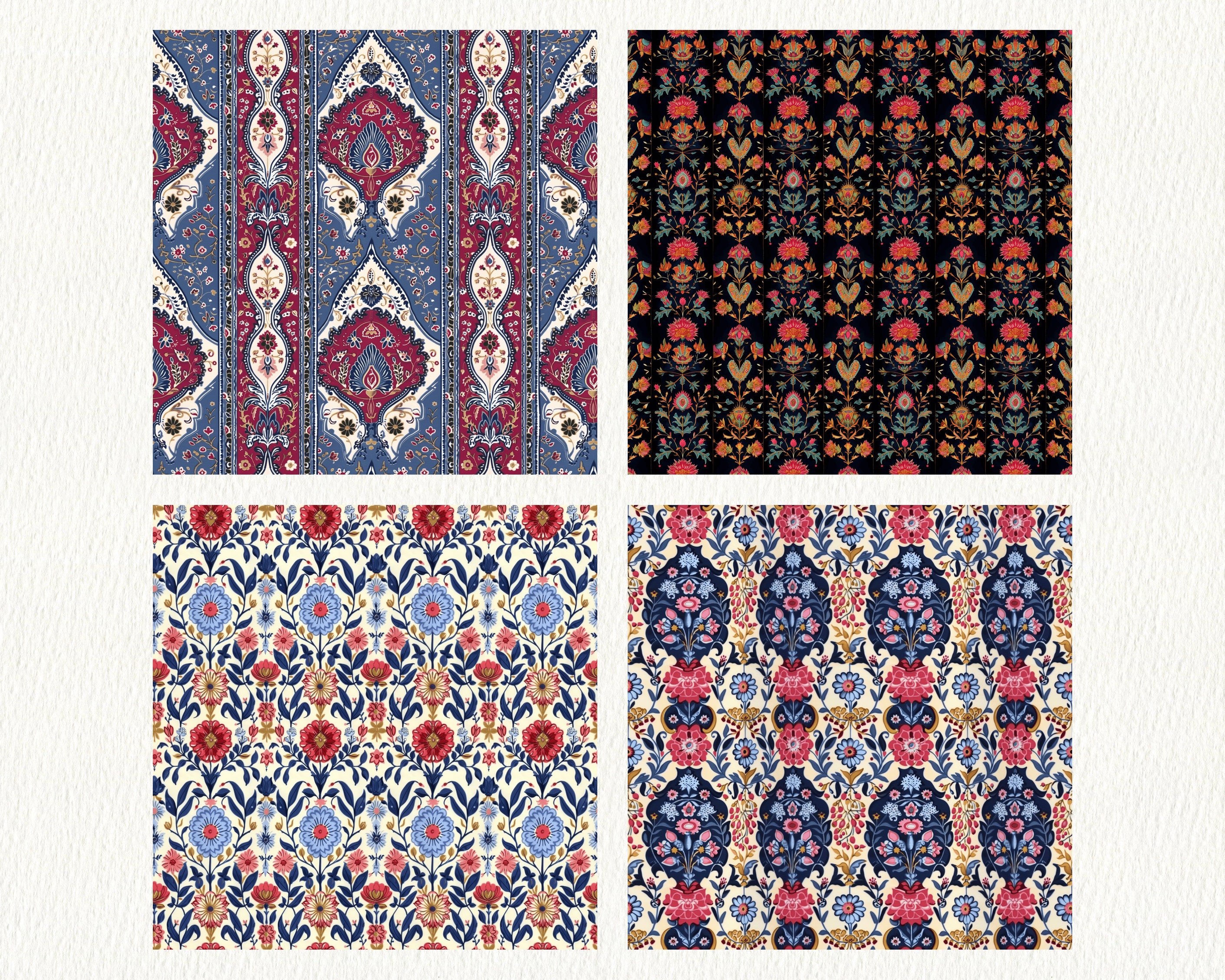 Indian Floral Vines Pattern Seamless Digital Papers - Printable ...