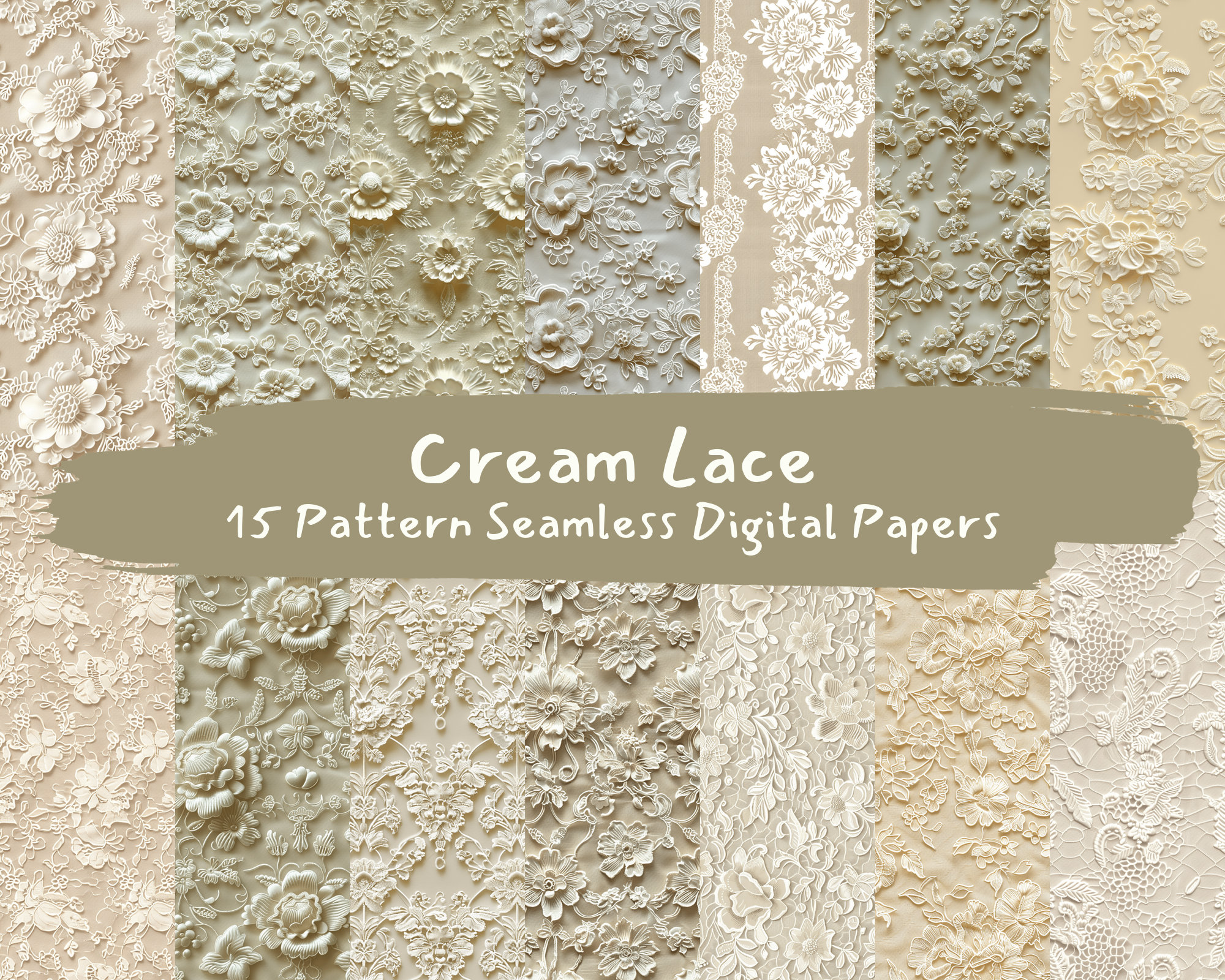 Cream Lace Pattern Seamless Digital Papers Printable Scrapbook Paper ...