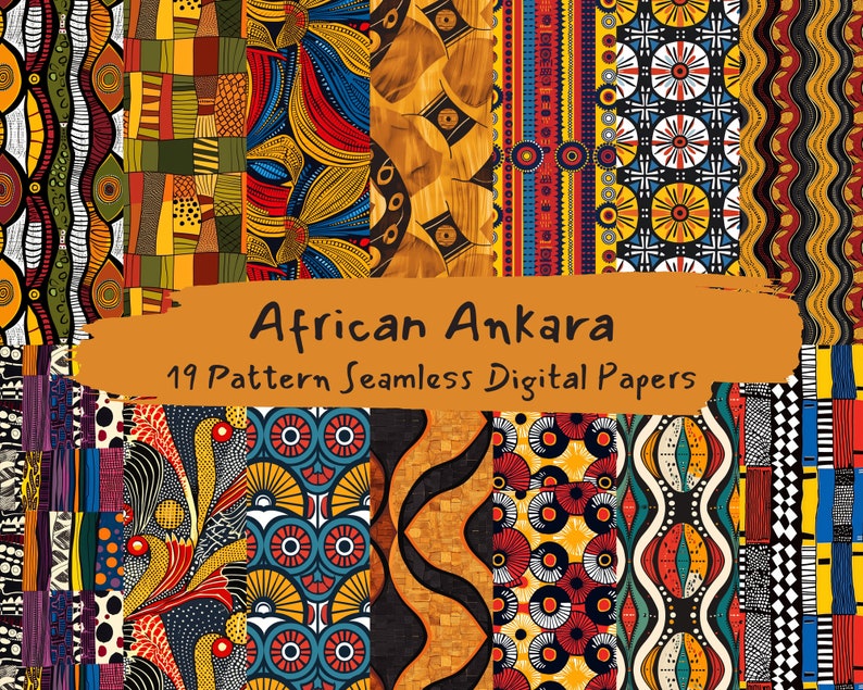 African Ankara Pattern Seamless Digital Papers Printable Scrapbook ...