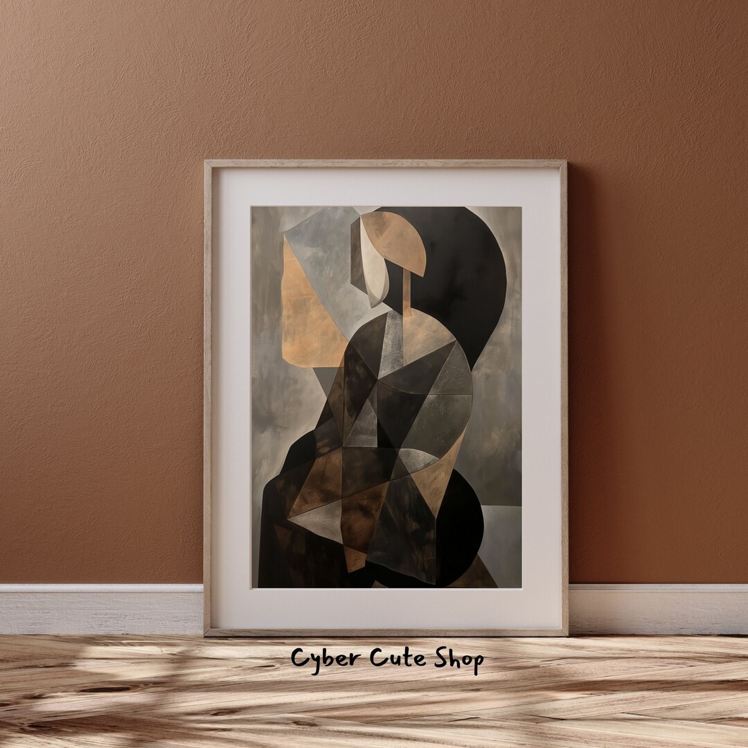 Picasso-inspired Cubist Woman: Abstract Chair in Muted Earth Tones and ...