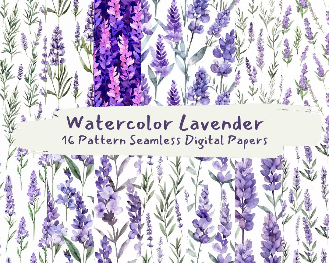 Watercolor Lavender Pattern Seamless Digital Papers - Printable ...
