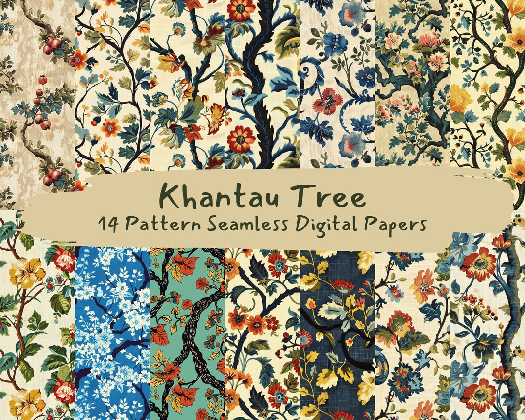 Khantau Tree Pattern Seamless Digital Papers - Printable Scrapbook ...