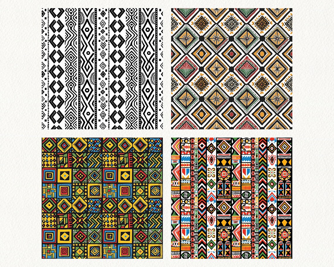 Ethiopian Tribal Pattern Seamless Digital Papers - Printable Scrapbook ...