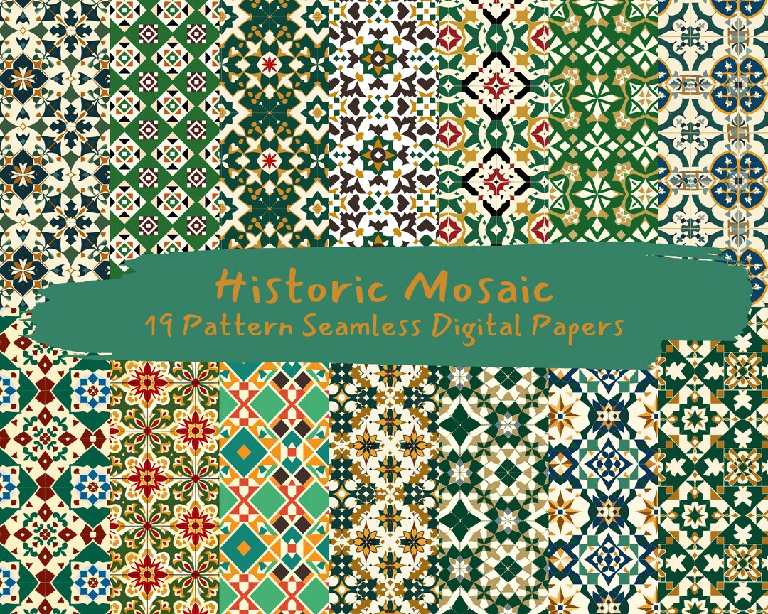 Historic Mosaic Pattern Seamless Digital Papers - Printable Scrapbook ...