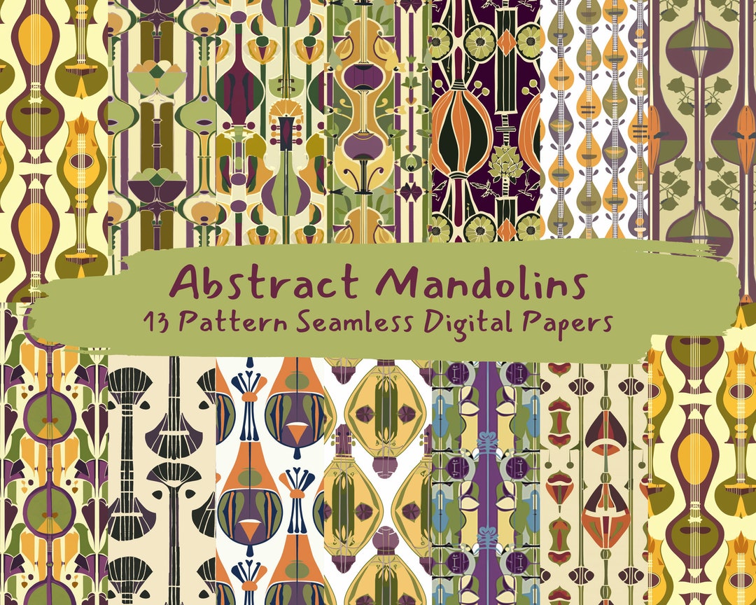 Abstract Mandolins Pattern Seamless Digital Papers - Printable ...