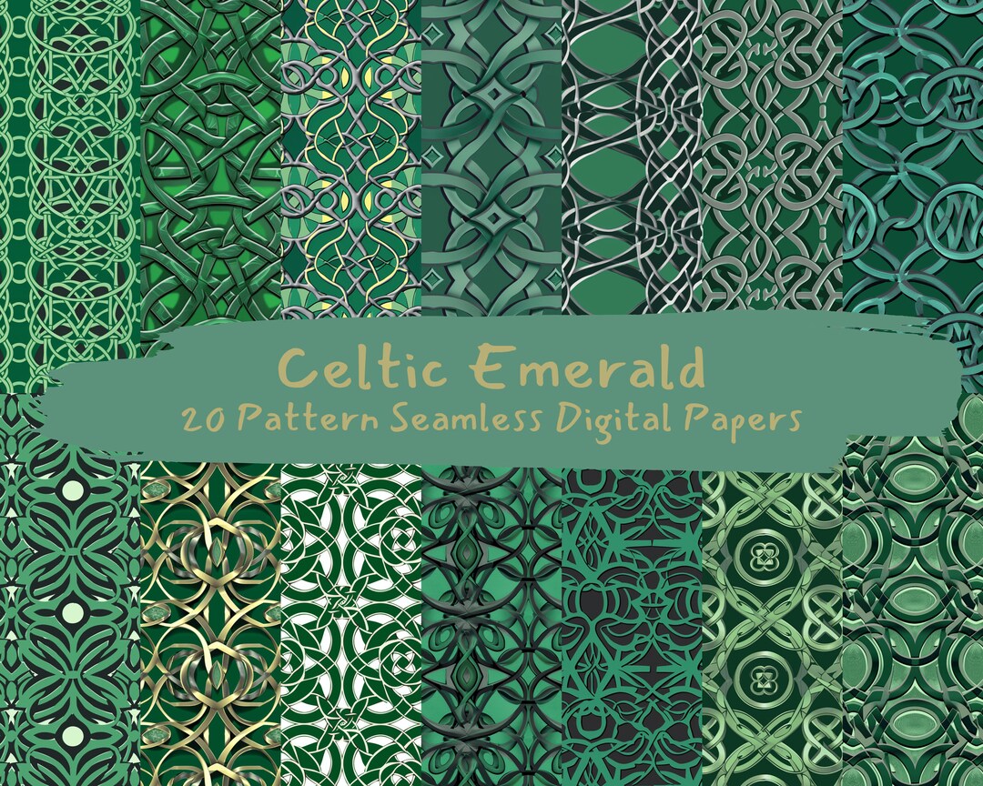 Celtic Emerald Pattern Seamless Digital Papers - Printable Scrapbook ...