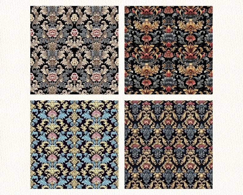 Vintage Victorian Brocade Pattern Seamless Digital Papers Printable ...