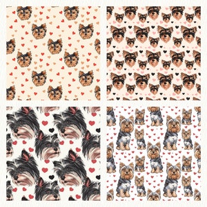 Yorkshire Terrier Pattern Seamless Digital Papers - Printable Scrapbook ...