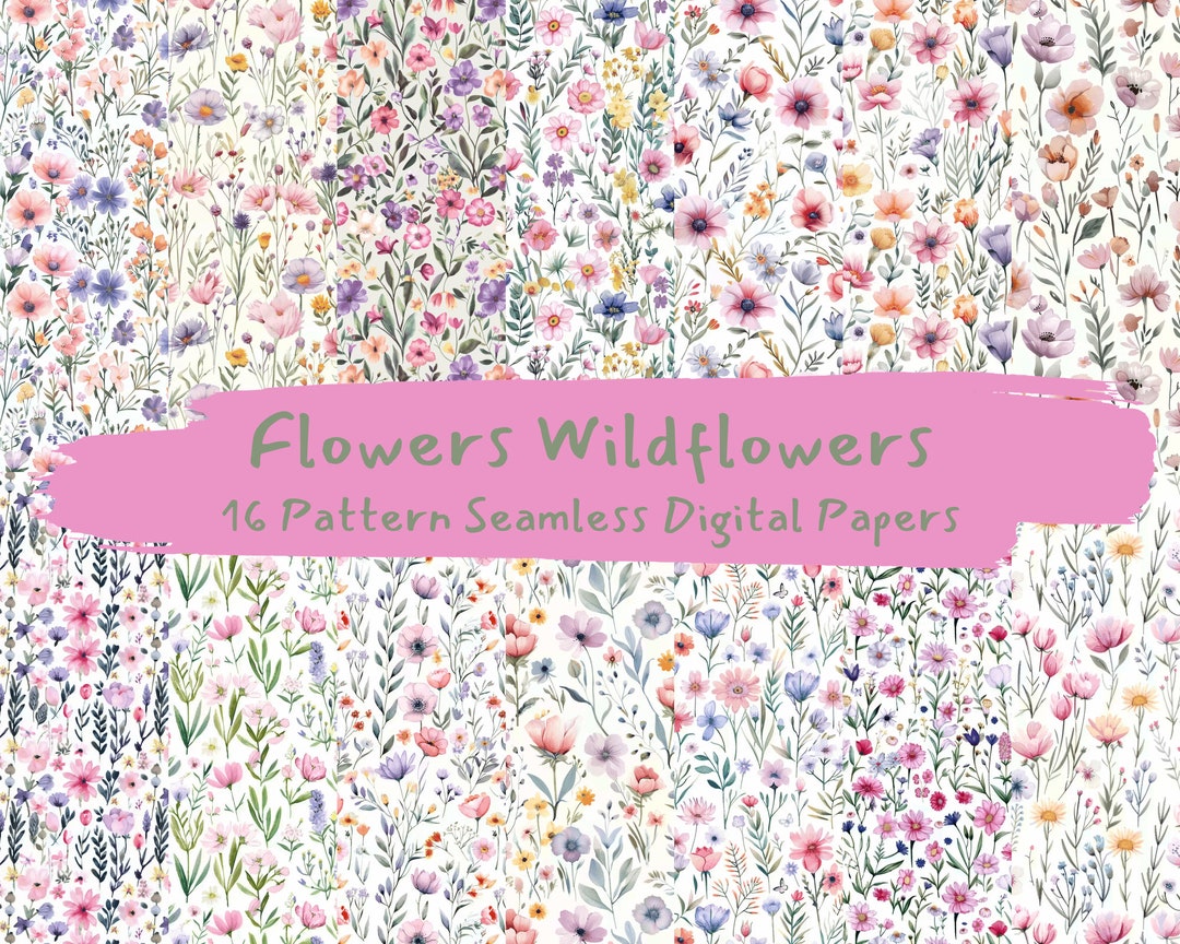 Flowers Wildflowers Pattern Seamless Digital Papers - Printable ...