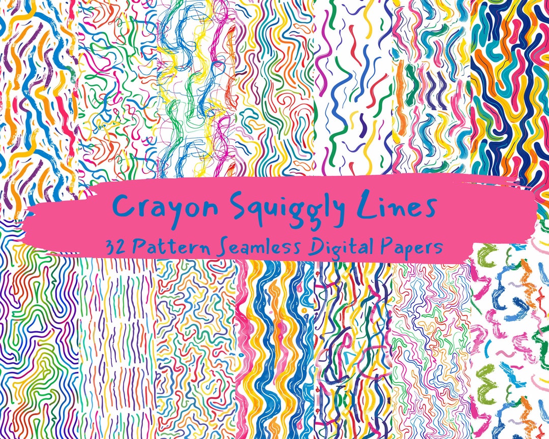 Crayon Squiggly Lines Pattern Seamless Digital Papers - Printable ...