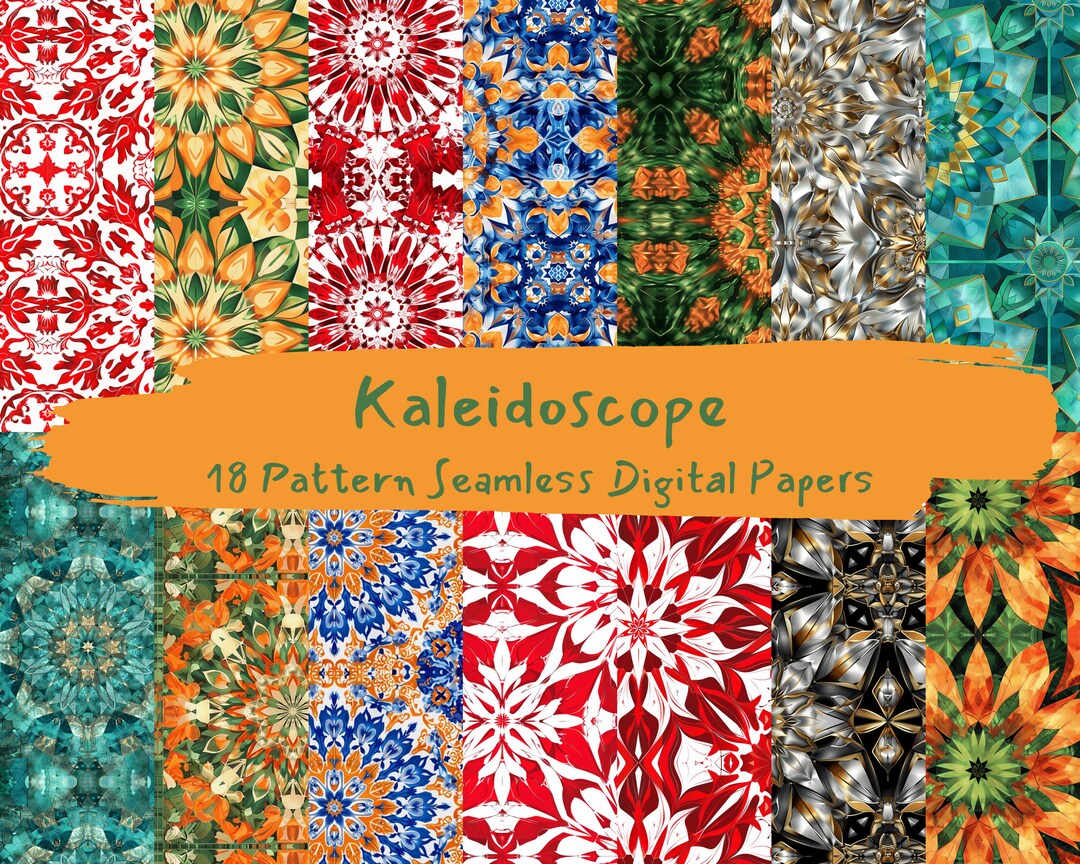 Kaleidoscope Pattern Seamless Digital Papers - Printable Scrapbook ...
