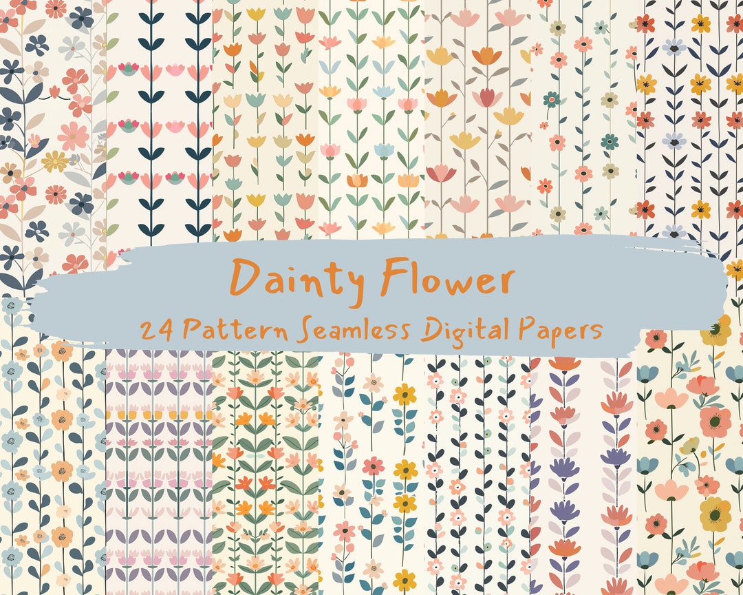 Dainty Flower Pattern Seamless Digital Papers - Printable Scrapbook ...