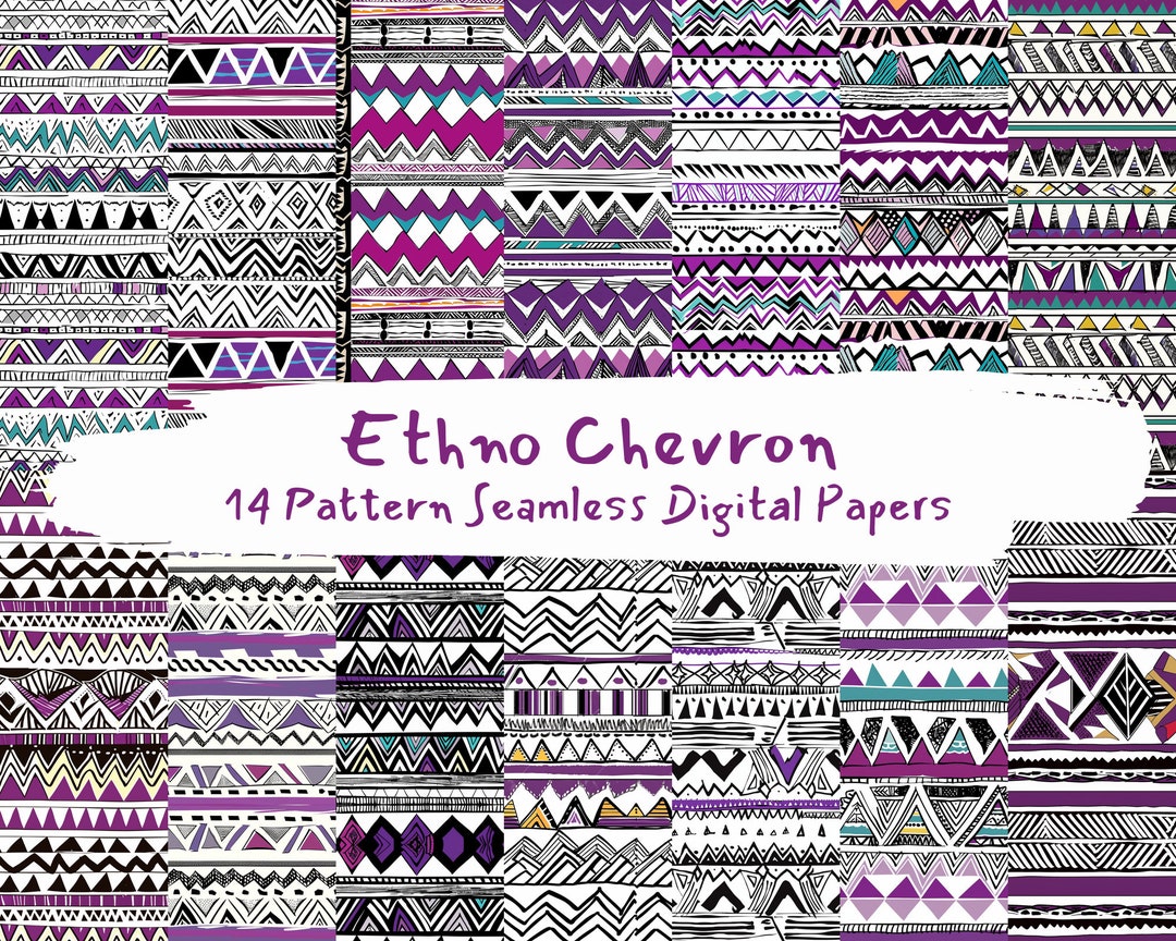 Ethno Chevron Pattern Seamless Digital Papers - Printable Scrapbook Paper Instant Download ...