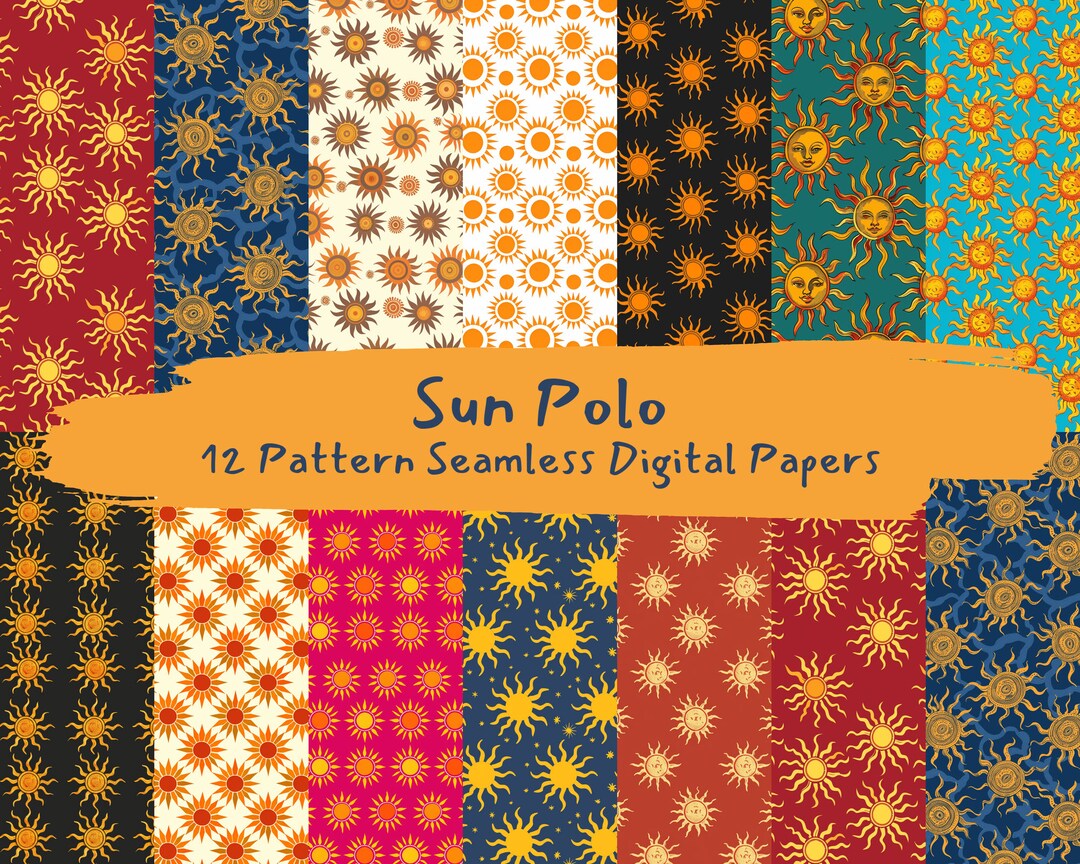 Sun Polo Pattern Seamless Digital Papers - Printable Scrapbook Paper ...