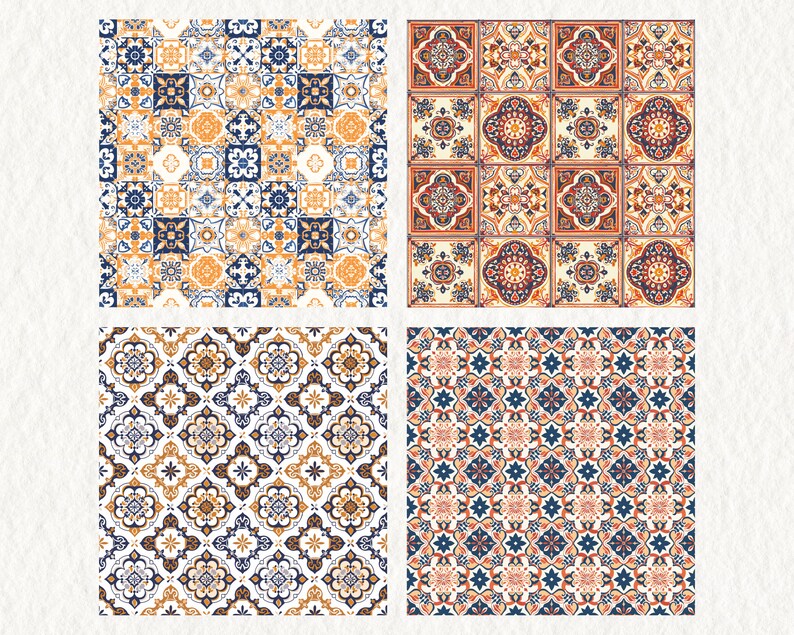 Mediterranean Tile Beauty Pattern Seamless Digital Papers - Printable ...