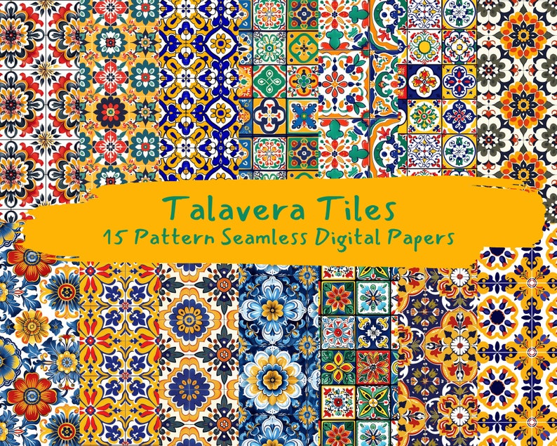 Talavera Tiles Pattern Seamless Digital Papers Printable Scrapbook ...