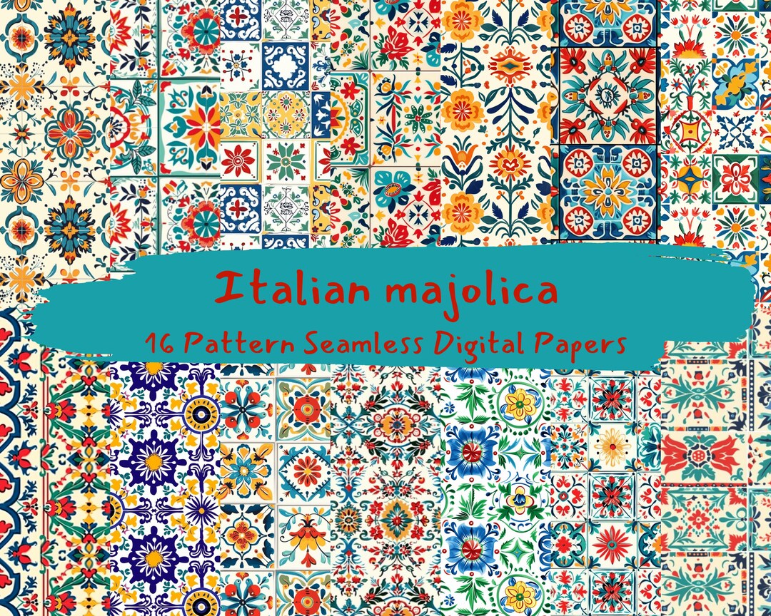 Italian Majolica Pattern Seamless Digital Papers - Printable Scrapbook ...