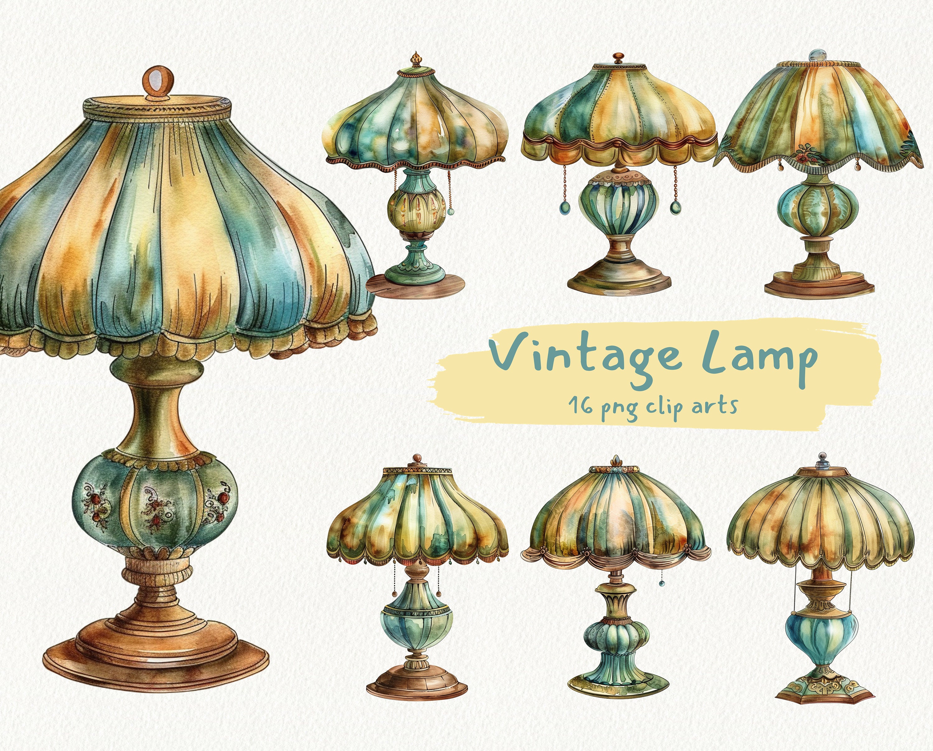 Vintage Lamp Digital Printable Clip Art Graphics in PNG Format ...