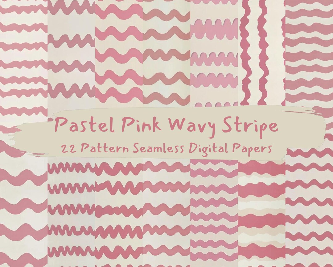 Pastel Pink Wavy Stripe Pattern Seamless Digital Papers - Printable ...