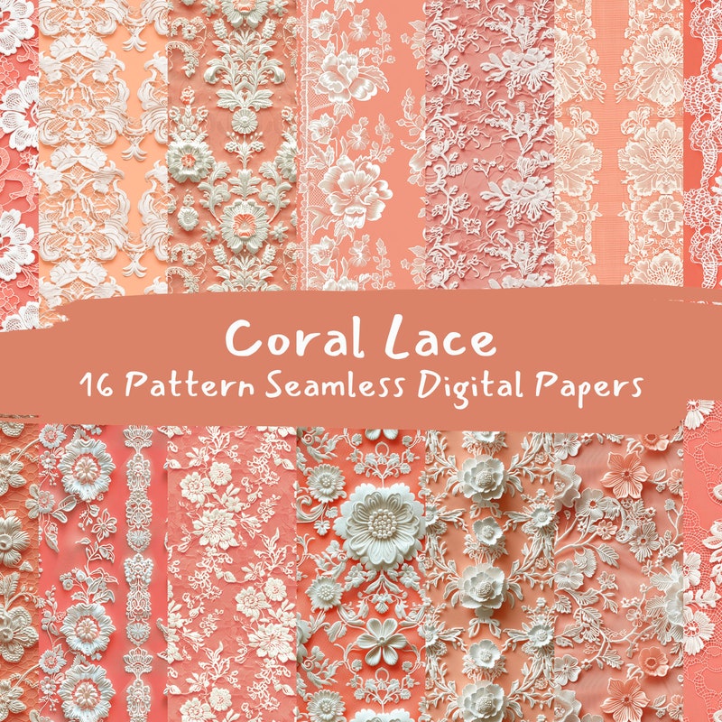 Coral Digital Paper - Etsy