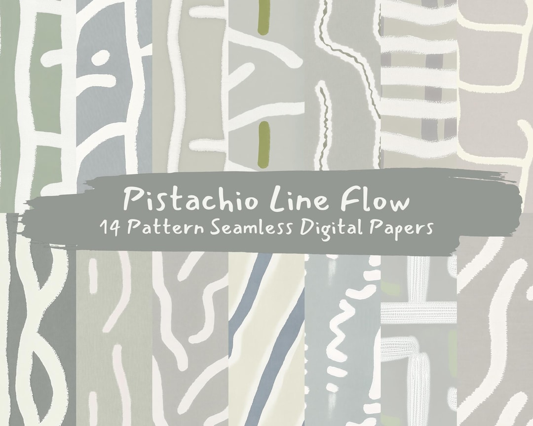 Pistachio Line Flow Pattern Seamless Digital Papers - Printable ...