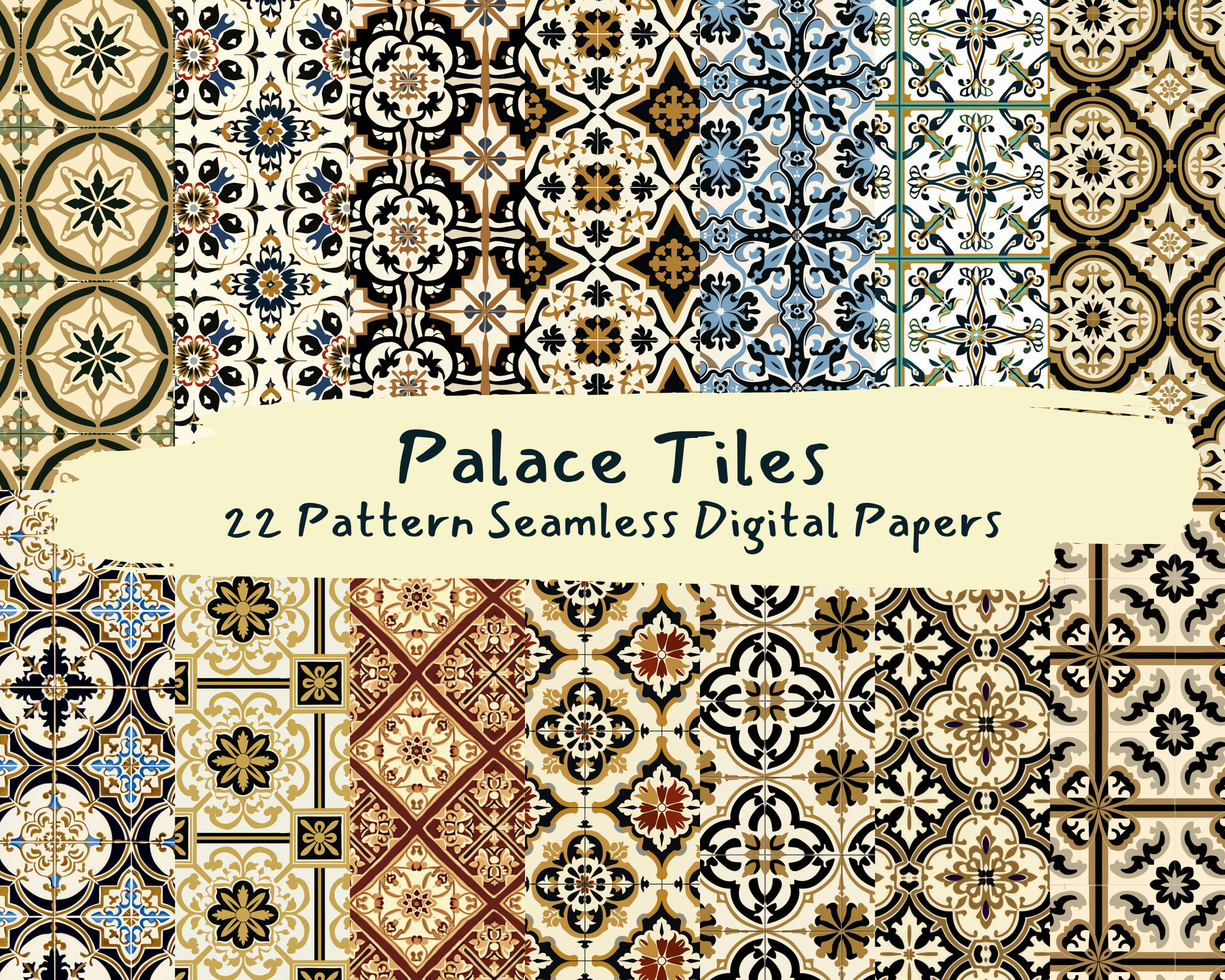 Palace Tiles Pattern Seamless Digital Papers - Printable Scrapbook ...