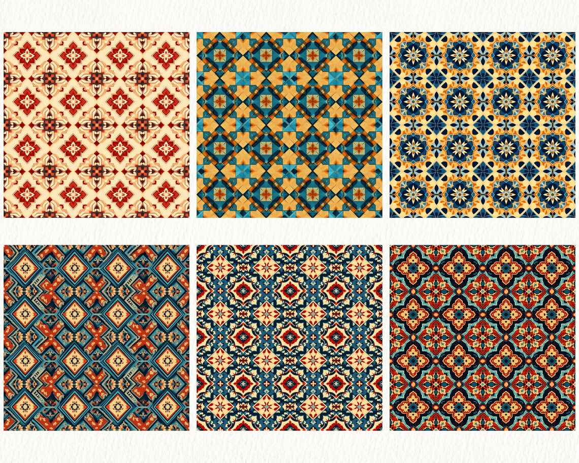 Geometric Persian Pattern Seamless Digital Papers Tile Patterns ...