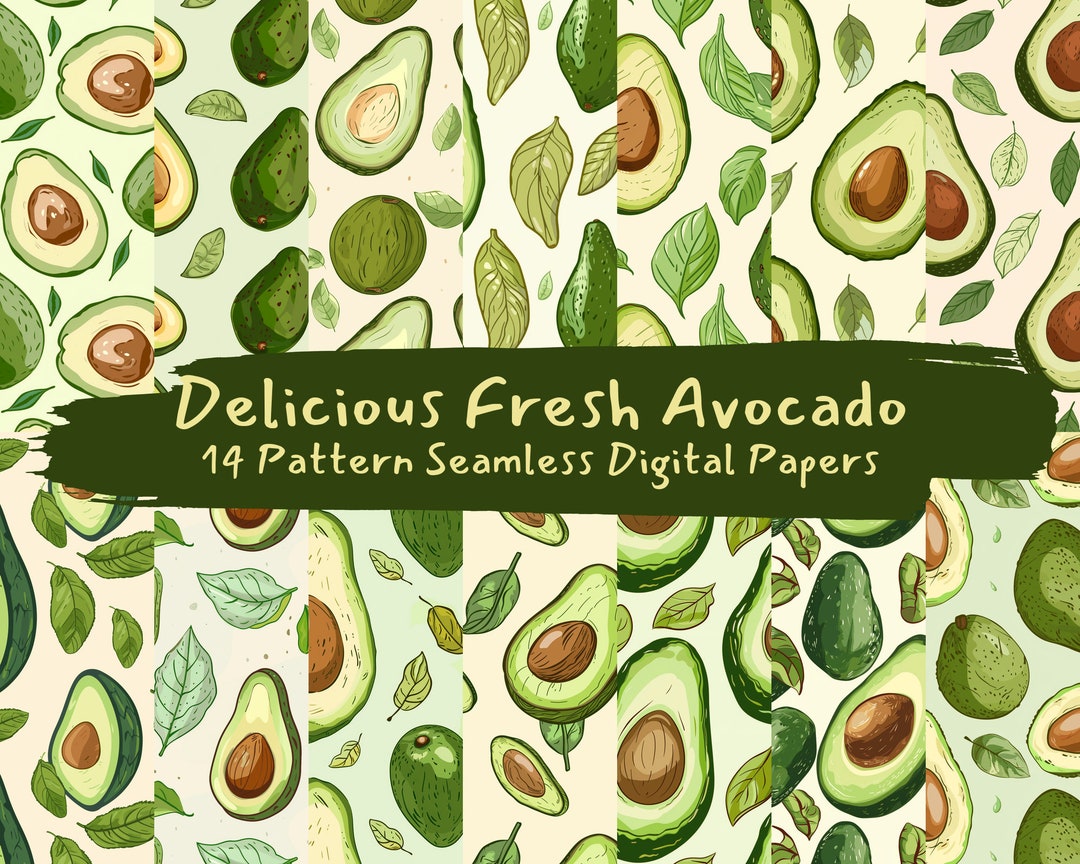 Delicious Fresh Avocado Pattern Seamless Digital Papers - Printable ...