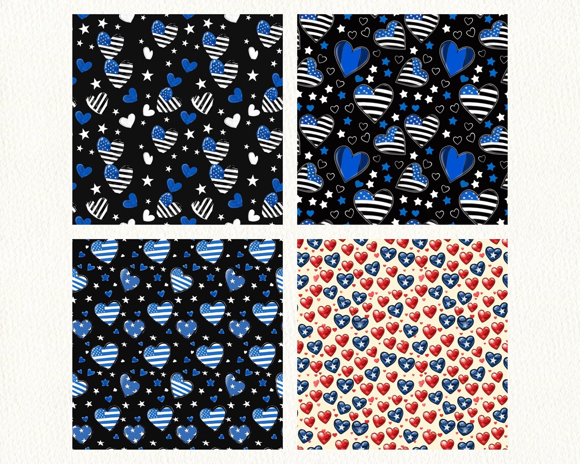 Police Tribute Pattern Seamless Digital Papers - Printable Scrapbook ...