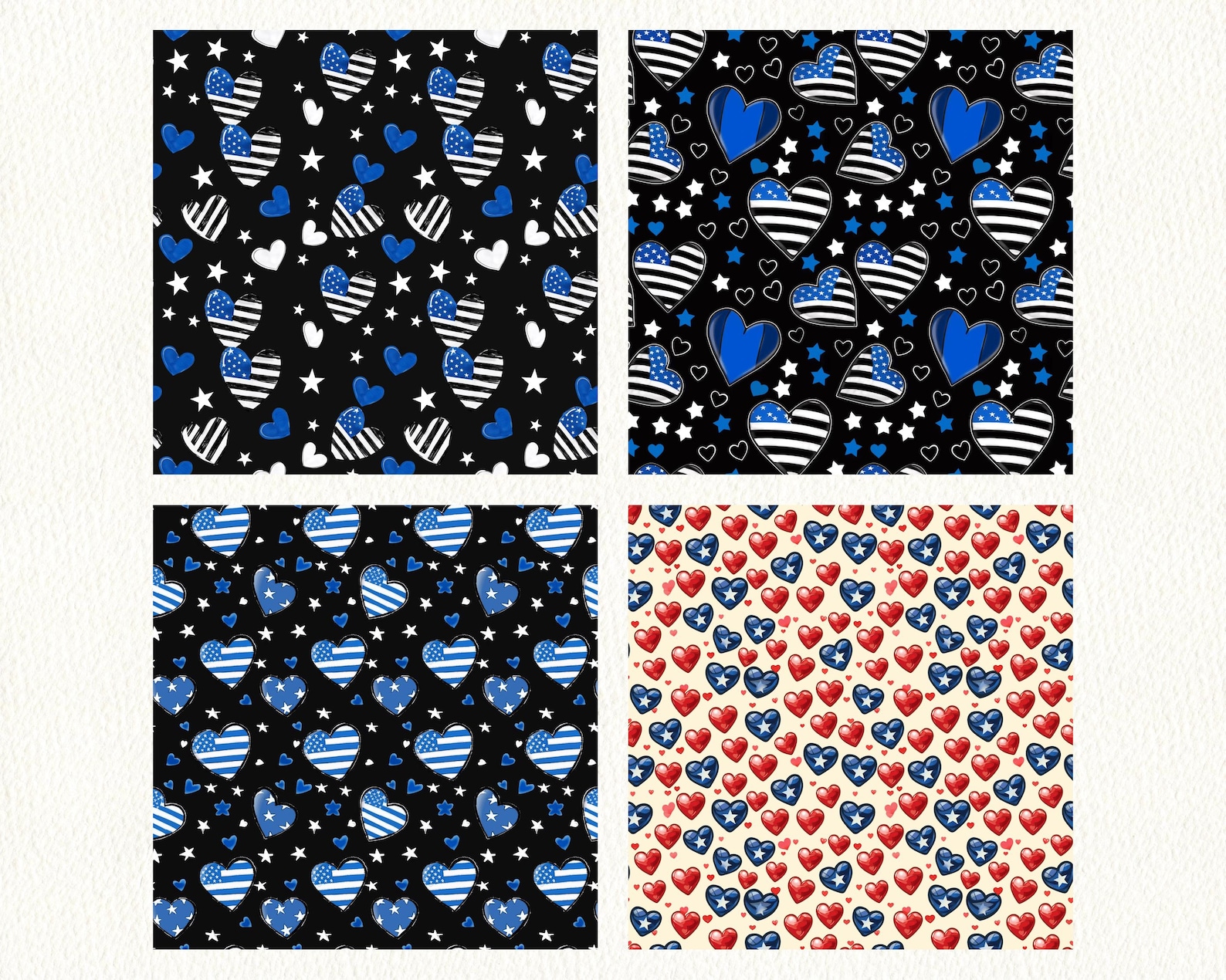 Police Tribute Pattern Seamless Digital Papers - Printable Scrapbook ...