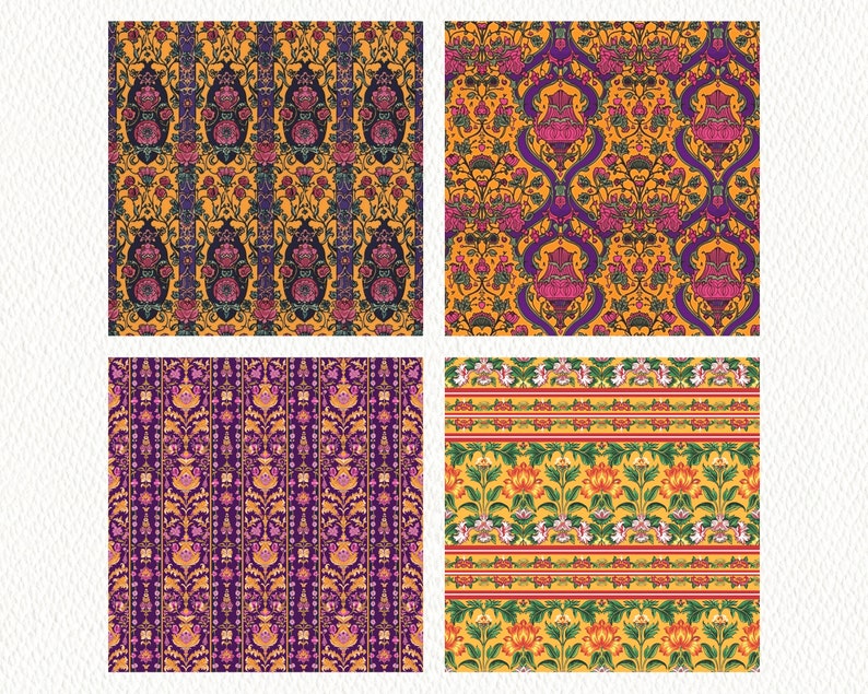 Indian Sari Pattern Seamless Digital Papers - Printable Scrapbook Paper ...