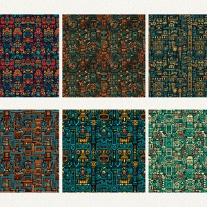 Mayan Maze Ethnic Pattern Seamless Digital Papers - Tile Patterns ...