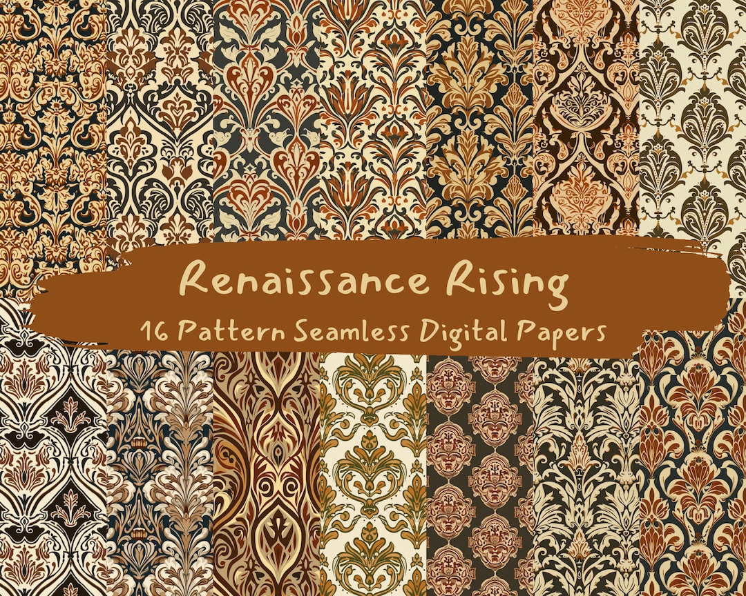 Renaissance Rising Pattern Seamless Digital Papers - Printable ...