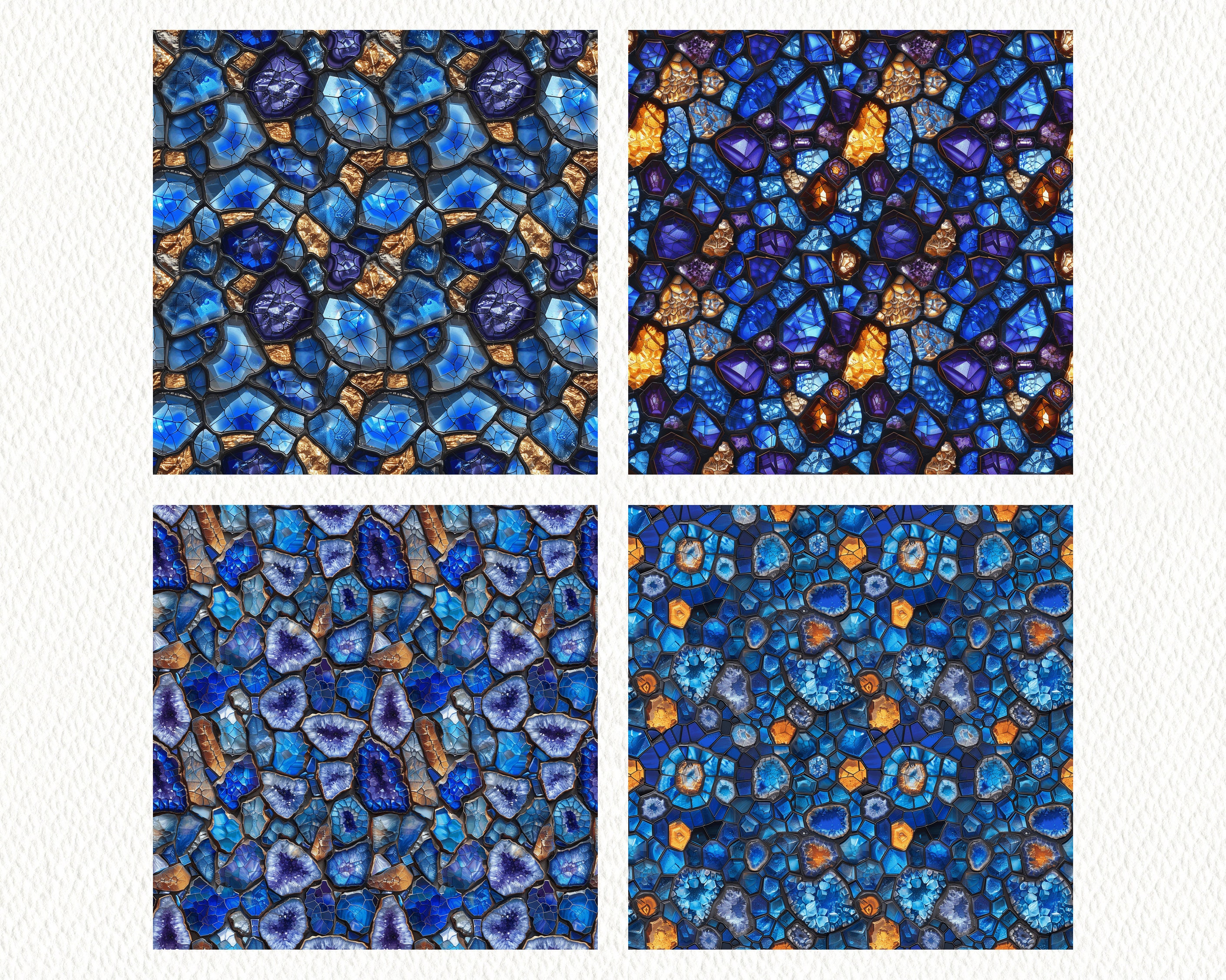 Blue Stained Glass Pattern Seamless Digital Papers - Printable ...
