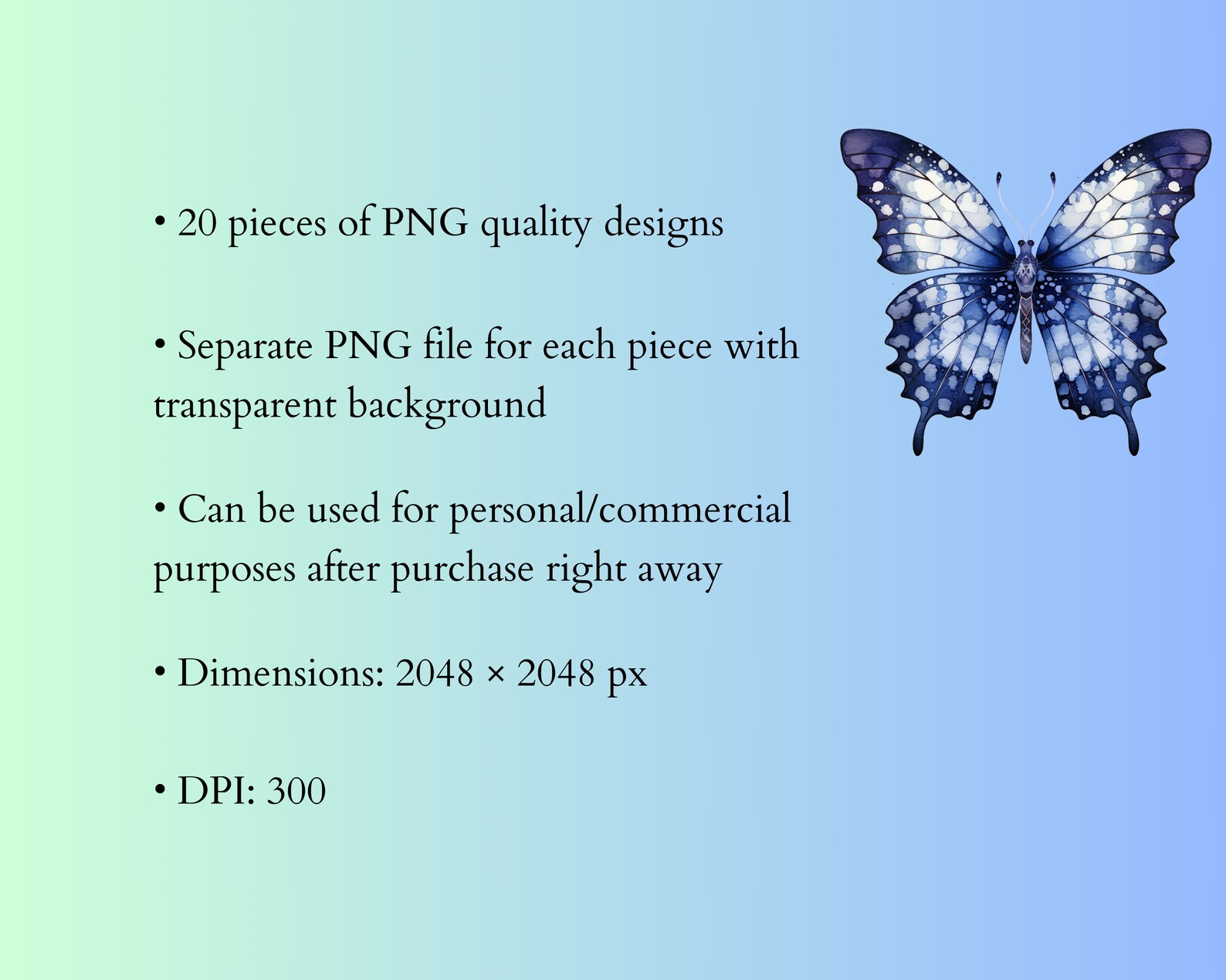 Watercolor Butterfly, Digital Printable Clip Art Graphics in PNG Format ...