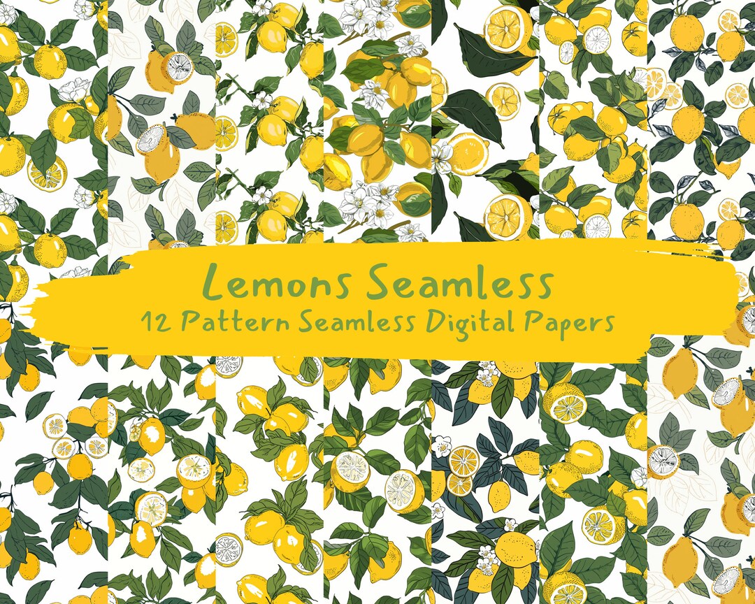 Lemons Seamless Pattern Seamless Digital Papers - Printable Scrapbook ...