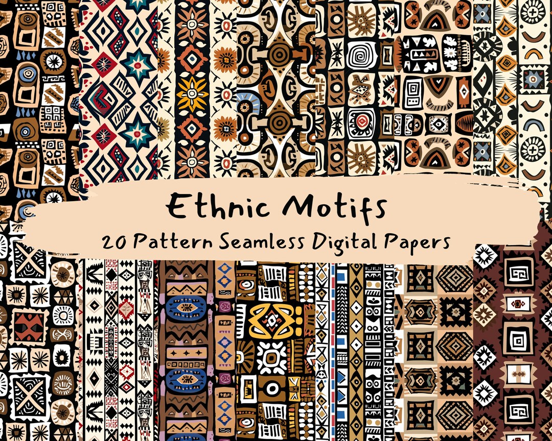 Ethnic Motifs Pattern Seamless Digital Papers - Printable Scrapbook ...