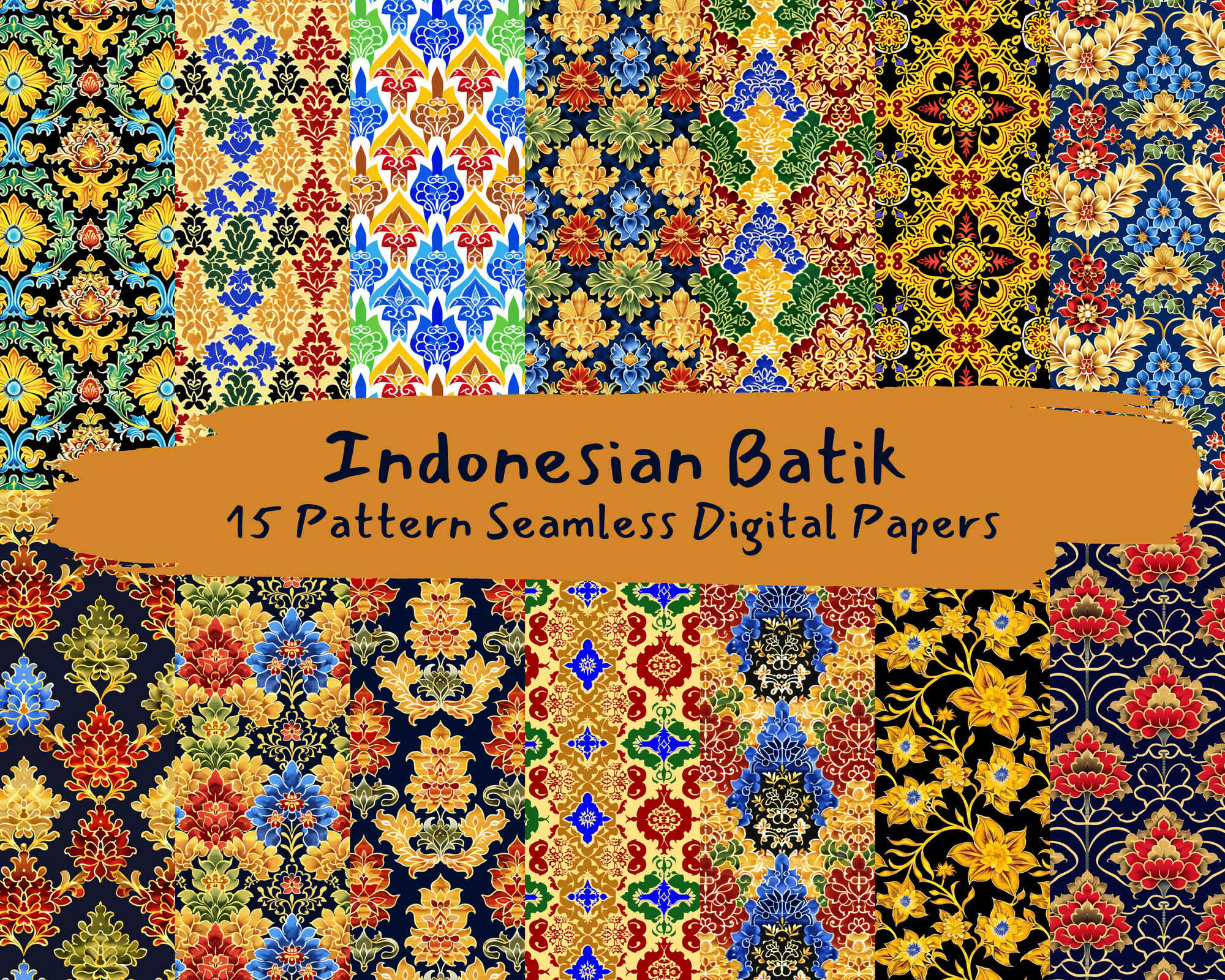 Indonesian Batik Pattern Seamless Digital Papers Printable Scrapbook ...